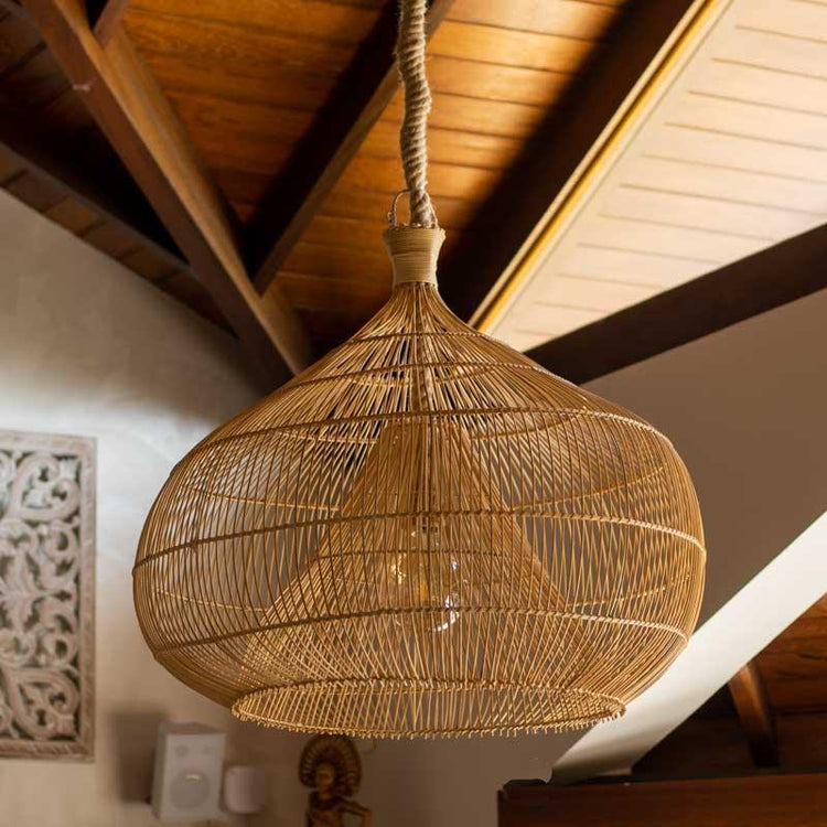 Luminária em Rattan Boho Chic | Lustres Bali – Arte & Sintonia