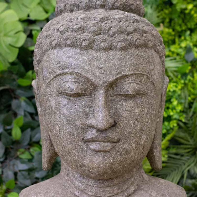 Cabeça de Buda Esculpida em Pedra Vulcânica – Escultura Artesanal ...