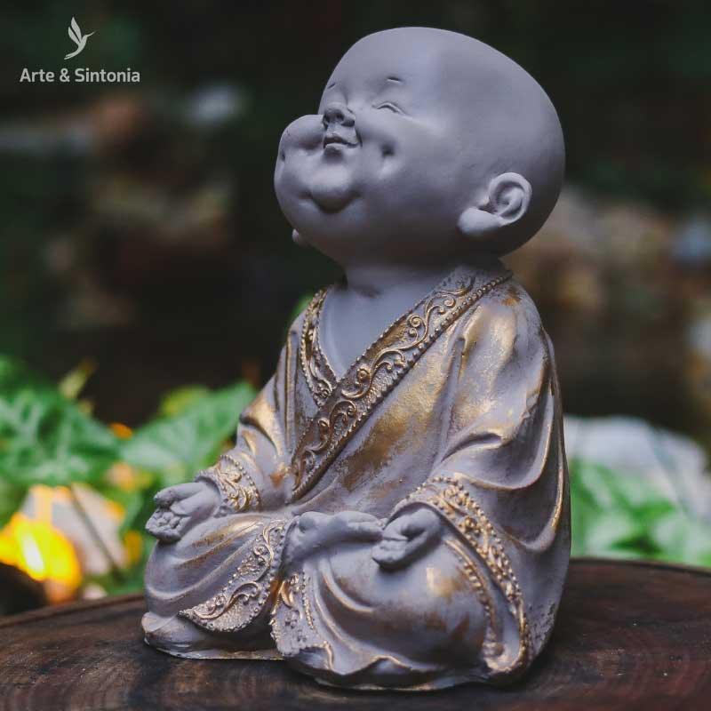 Escultura em Marmorite Monge Hotei 20cm – Arte & Sintonia