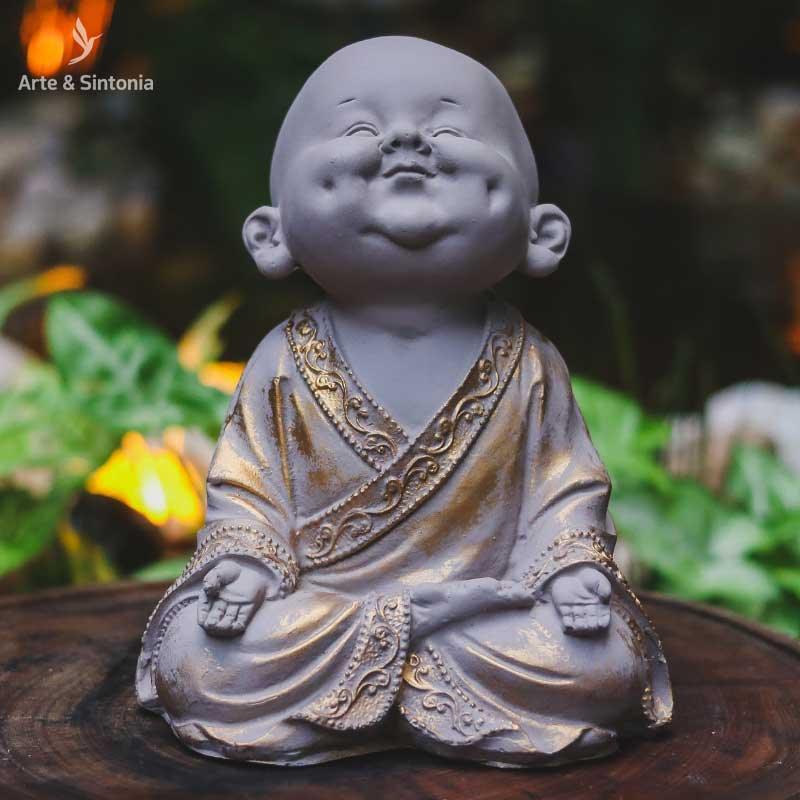 Escultura em Marmorite Monge Hotei 20cm – Arte & Sintonia
