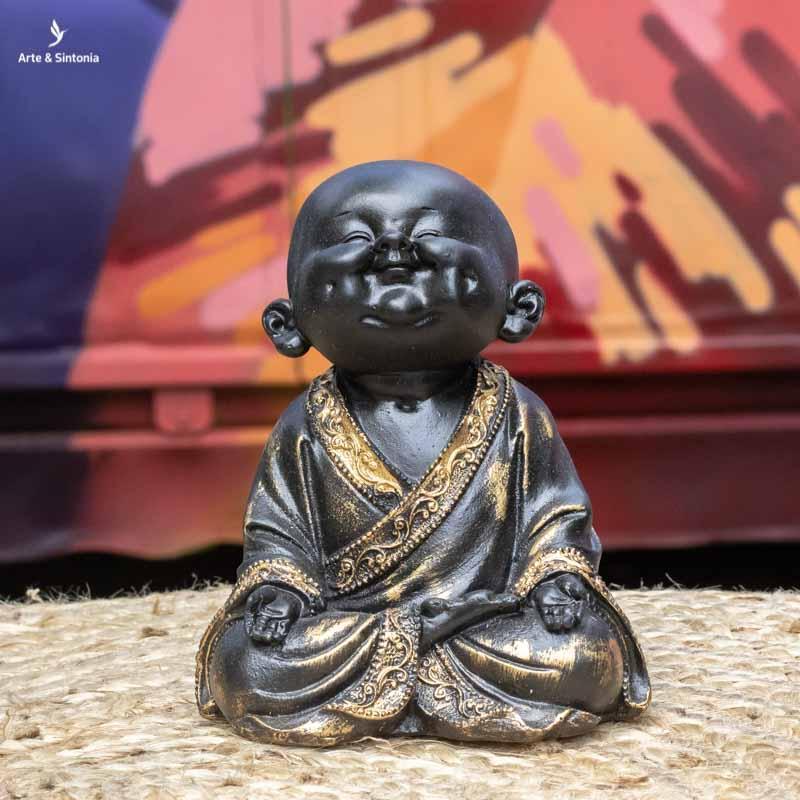 Escultura em Marmorite Monge Hotei 20cm – Arte & Sintonia