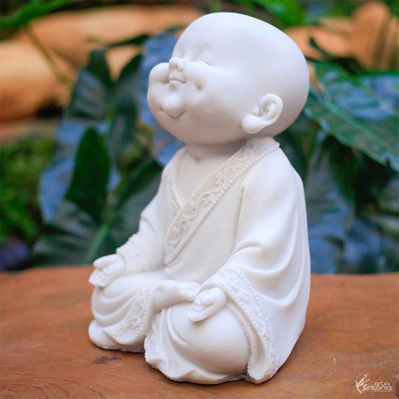 Escultura em Marmorite Monge Hotei 20cm – Arte & Sintonia