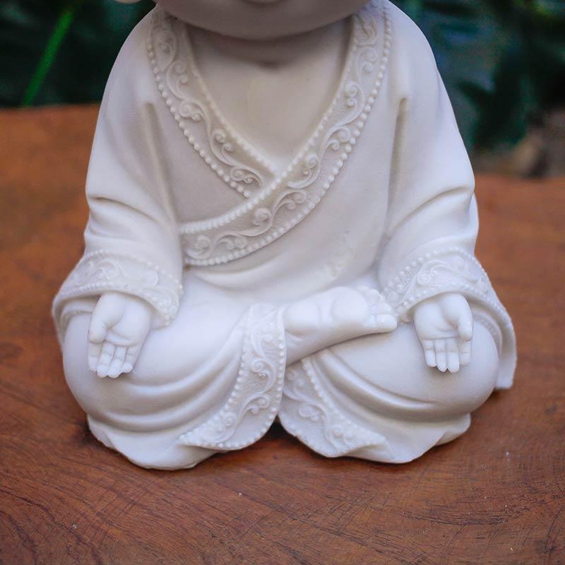 Escultura em Marmorite Monge Hotei 20cm – Arte & Sintonia