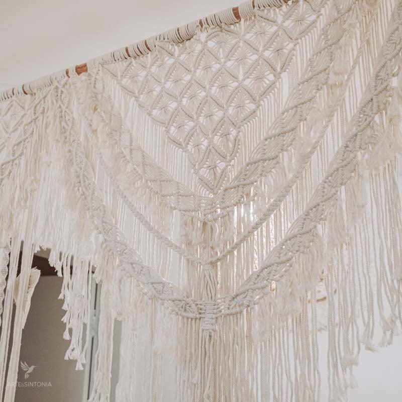 Cortina em Macramê Off White | Boho Balinesa – Arte & Sintonia